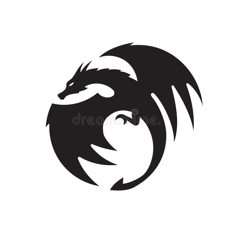 Dragons Silhouettes Stylized Vector Stock Vector - Illustration of ...