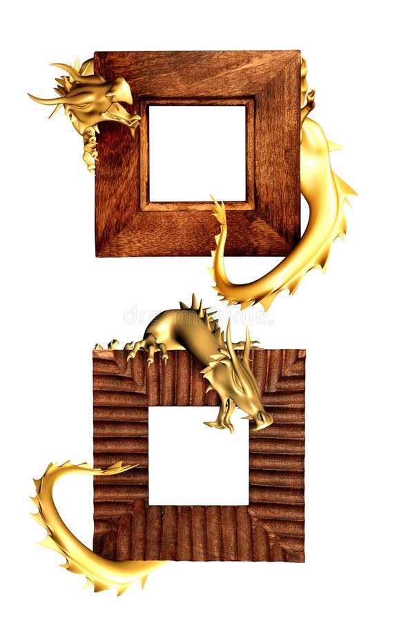 Dragons and wooden frames stock illustration. Illustration of asian ...