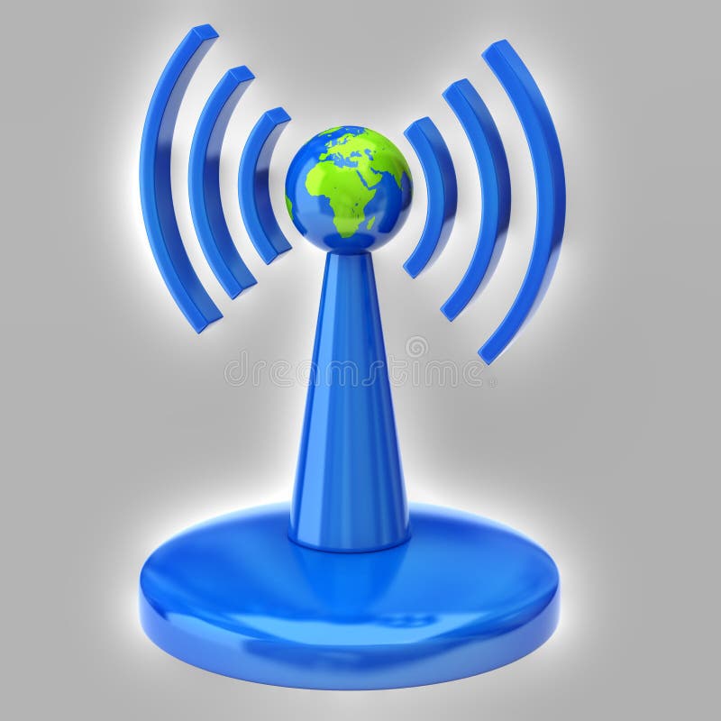 Drahtloser Kontrollturm Mit Funkwellen Stock Abbildung - Illustration ...