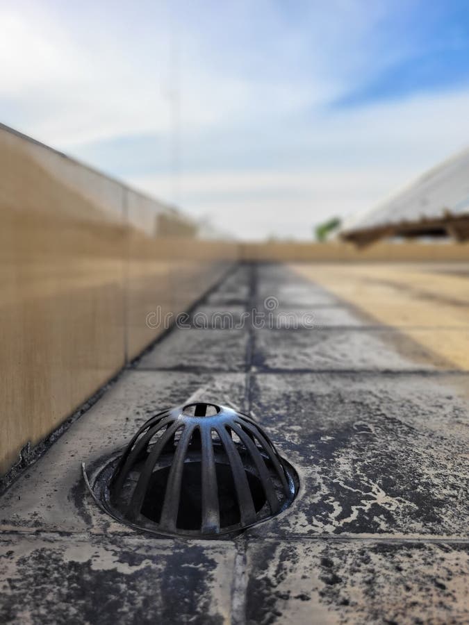 Drain Hole on the Ceiling Roof Stock Photo - Image of blue, floor ...