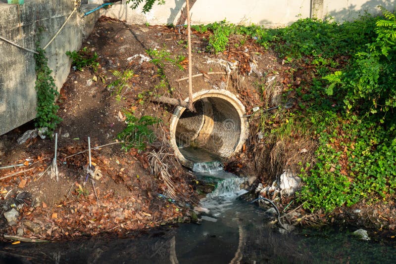Drain Pipe or Effluent or Sewer Release Wastewater into River. Stock ...