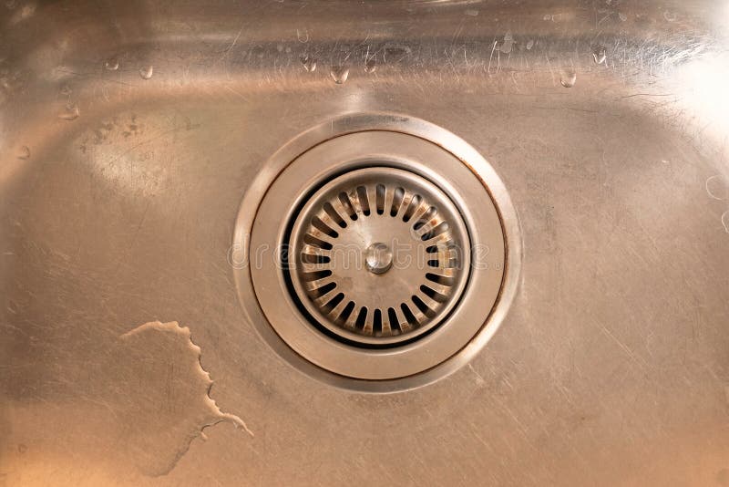 Drain of Stainless Steel Top View Stock Image - Image of detail ...