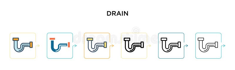 Drain Vector Icon in 6 Different Modern Styles. Black, Two Colored ...