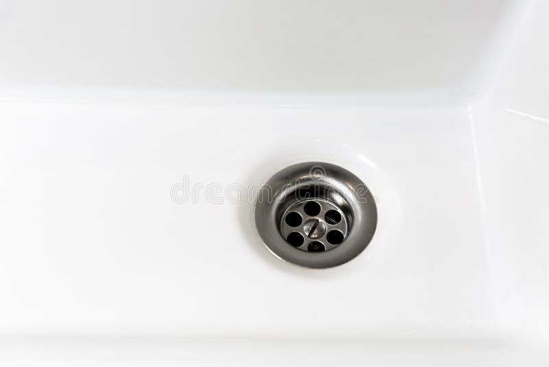 Drain in a White Sink, Background, Close-up Stock Photo - Image of lens ...