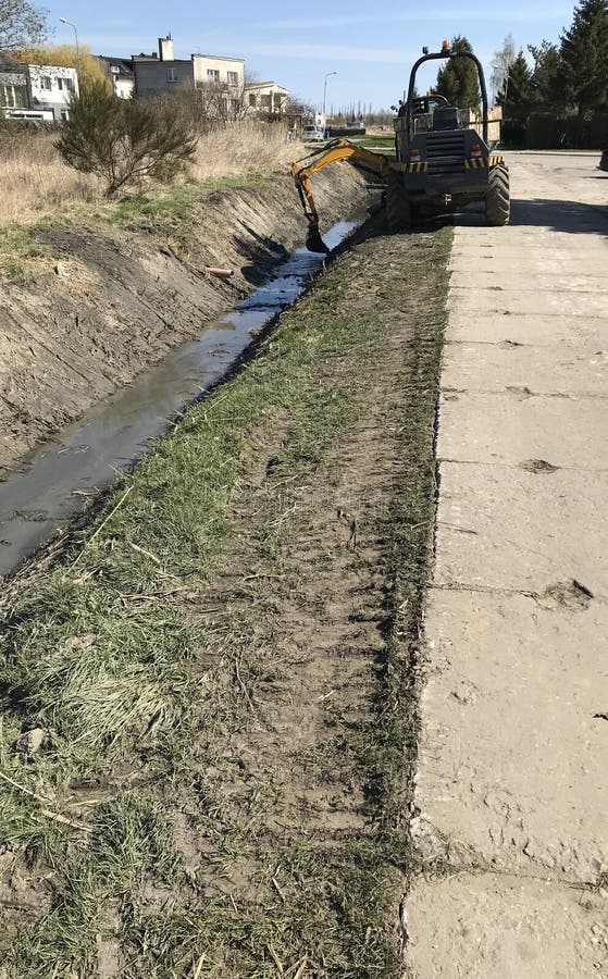 Drainage Channel Maintenance Machine at Work Stock Photo - Image of ...