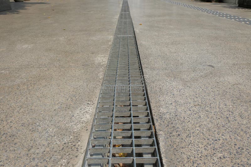 Drainage Channel on the Road Sidewalk Stock Photo - Image of drain ...