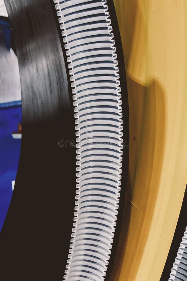 Drainage Corrugated Pipes in Section Stock Image - Image of layout ...