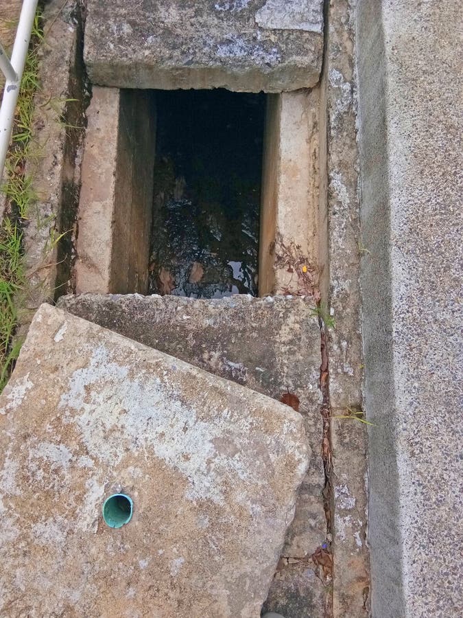 Drainage Culvert Hole System on the Asphalt Road Side. Stock Photo ...