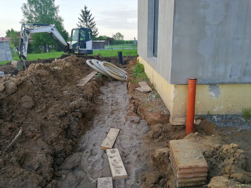 Drainage Ground Work in Progress Stock Image - Image of excavation ...