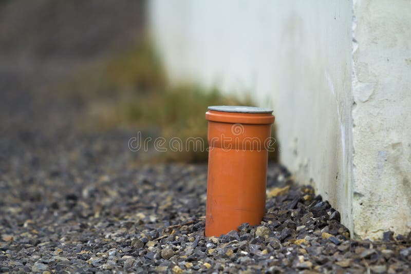Drainage Pipe in the Recess of the Gutter. Pipe for the Water Sticking ...