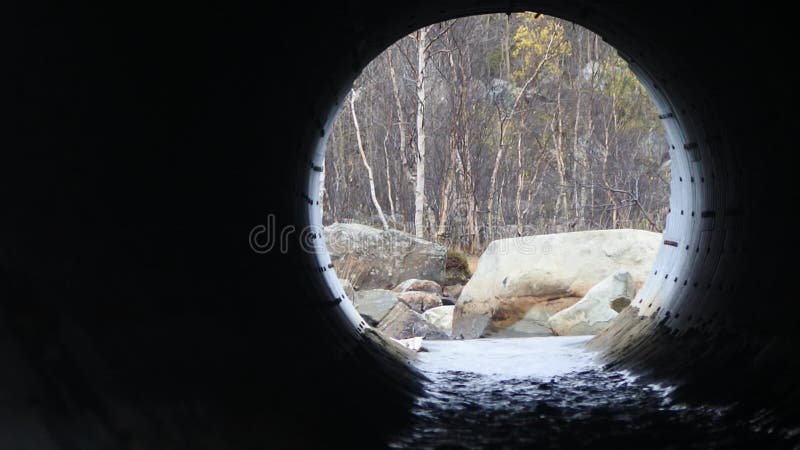 Drainage Pipe Under the Highway Culvert Stock Video - Video of lake ...