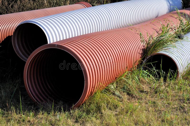 Drainage pipes stock image. Image of supplies, construction - 25746197