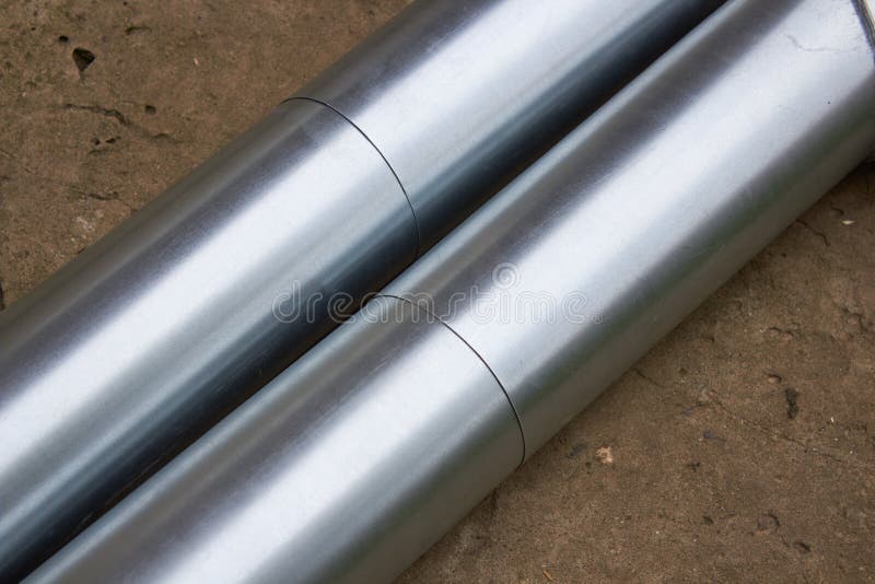 Two Galvanized Pipes,drainage Pipes for the Roof Stock Image - Image of ...