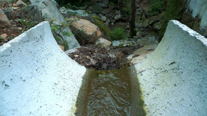Drainage System in the Forest. Water Flowing through the Channel ...