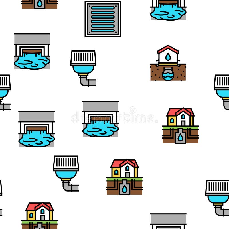 Drainage Water System Vector Seamless Pattern Stock Vector ...