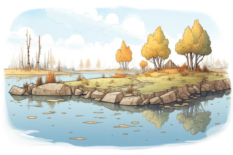 Drained Lake Restored and Filled with Water Stock Image - Image of ...