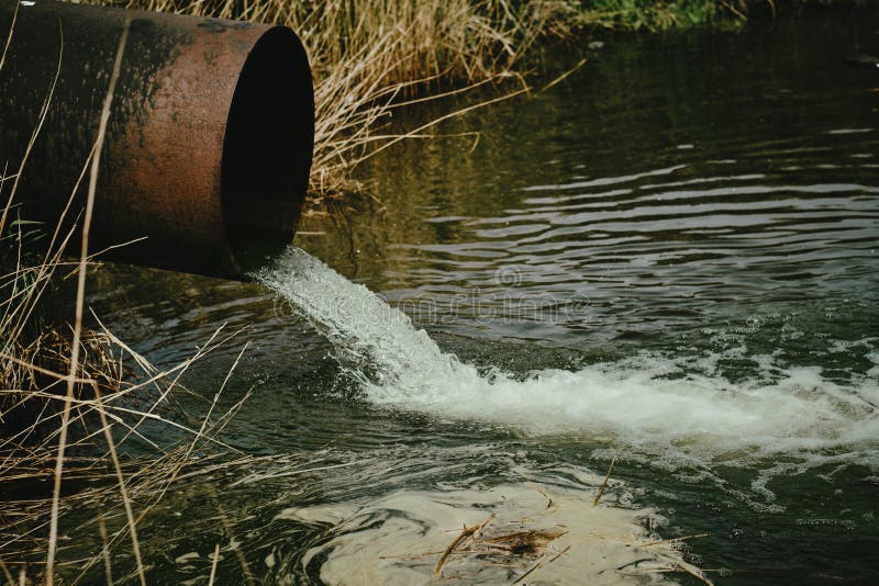 Draining Sewage from Pipe into River, Pollution Rivers and Ecology ...