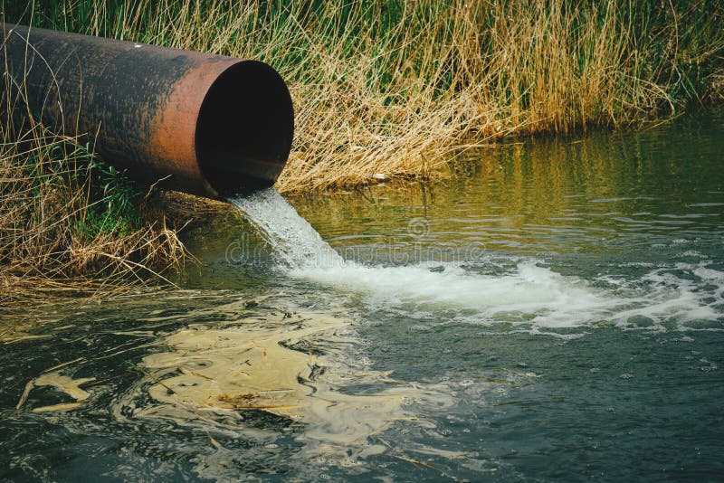 Draining Sewage from Pipe into River, Pollution Rivers and Ecology ...