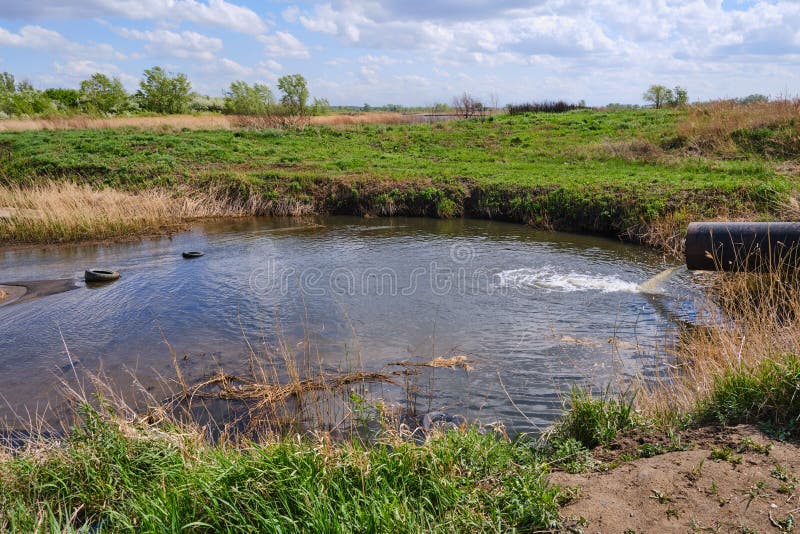 Draining Sewage from Pipe into River, Pollution Rivers and Ecology ...