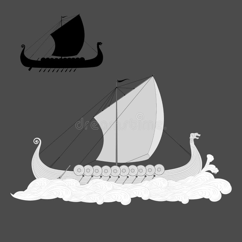 Drakkar Longship Van Viking Vector Illustratie - Illustration of ...