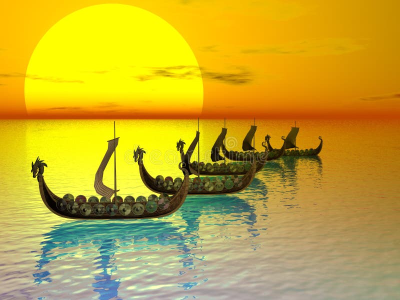 Viking Fleet of Ships stock illustration. Illustration of fleet - 4846288