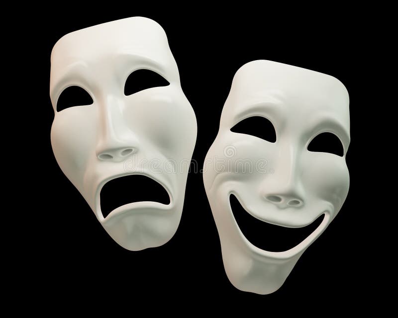 Theatre Masks (Tragedy Comedy) Stock Vector - Illustration of actress ...