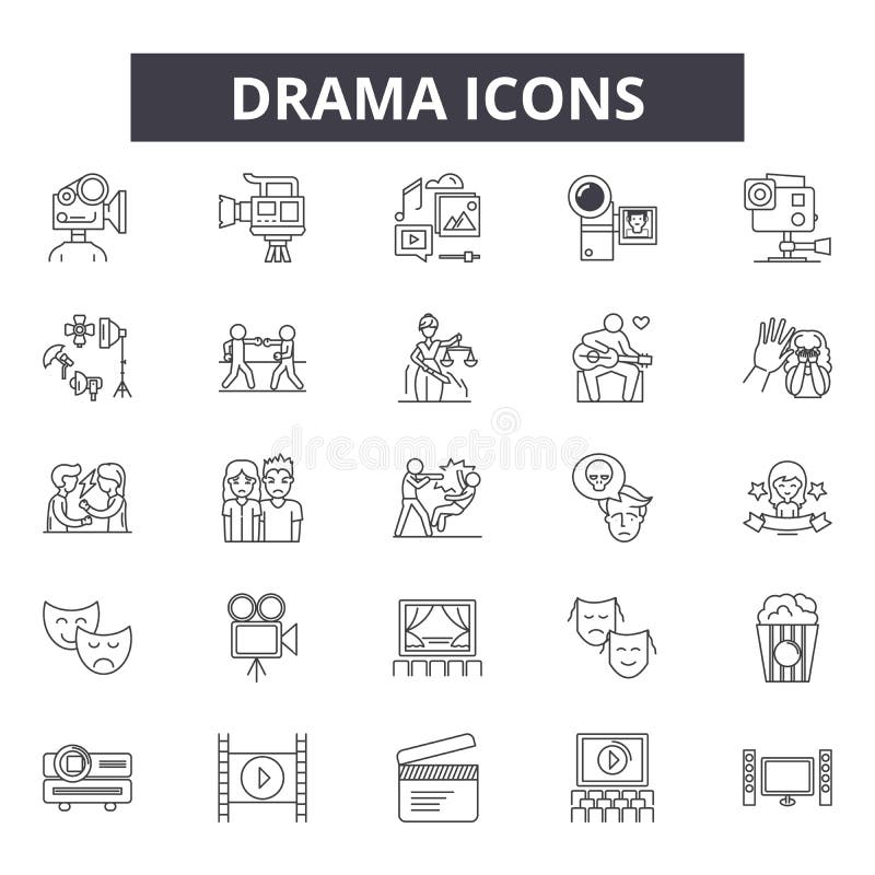 Drama Line Icons, Signs, Vector Set, Outline Illustration Concept Stock ...
