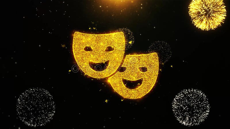 Drama, Play, Theater Mask Symbol on Glitch Retro Vintage Animation ...