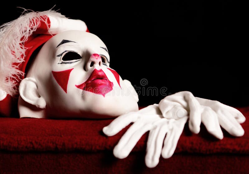 Drama White-red Mask of Actor and Pair Gloves Stock Photo - Image of ...