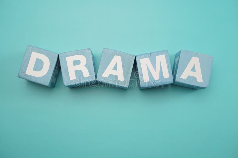 Drama Word Created with Cubes Alphabet Letters on Blue Background Stock ...