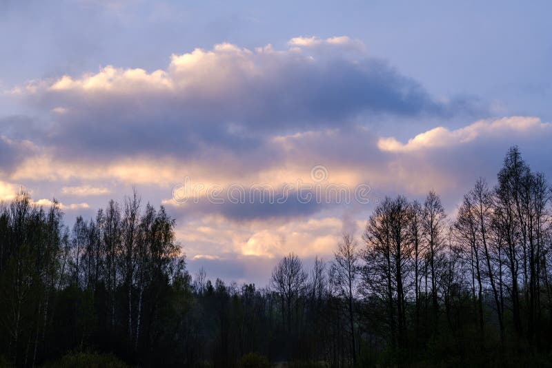 Dramatatic Red Dark Sunset Over the Fields and Cities Stock Photo ...