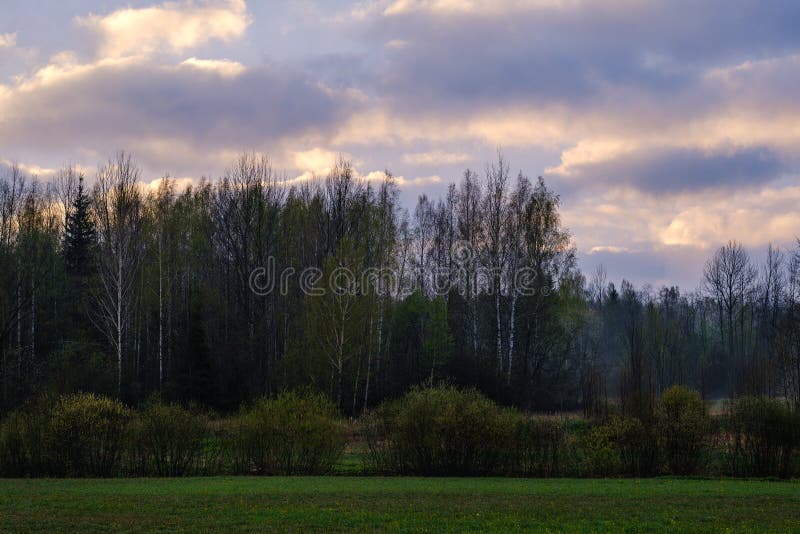 Dramatatic Red Dark Sunset Over the Fields and Cities Stock Image ...
