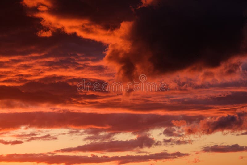 Dramatatic Red Dark Sunset Over the Fields and Cities Stock Photo ...