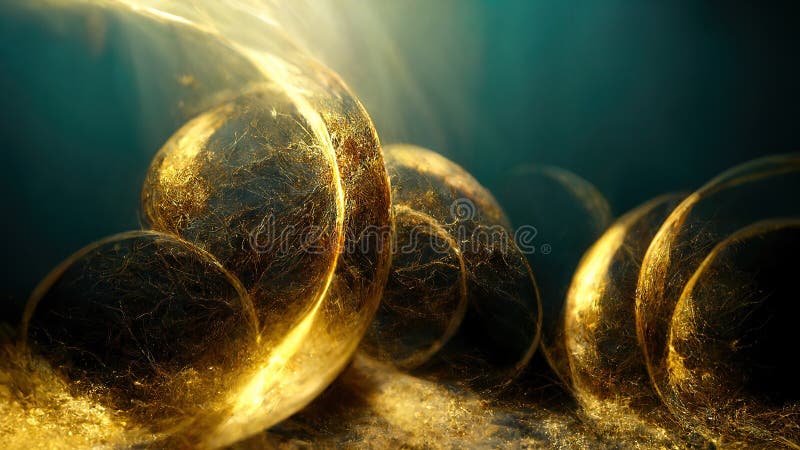 Dramatic Abstract Art Fluid Golden Waves Background - Generativ AI ...