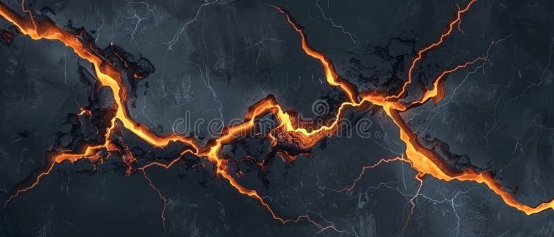 Fiery Cracks in Dark Rock Formation - Abstract Geological Texture Stock ...