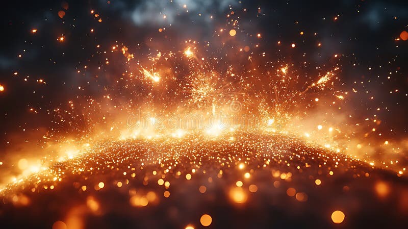 A Dramatic Abstract Background with Glowing Orange and Yellow Particles ...