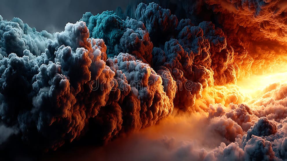 Dramatic Abstract Cloudscape with Teal To Orange Gradient Dynamic Sky ...