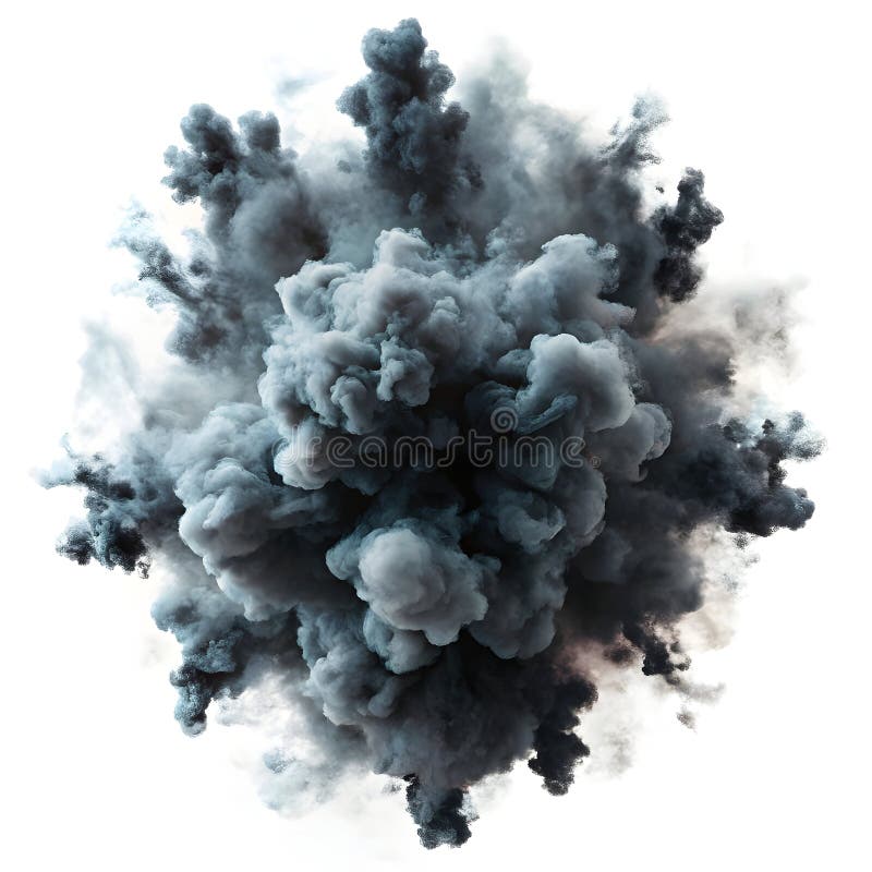 Abstract Dark Smoke Explosion White Background Stock Illustration ...