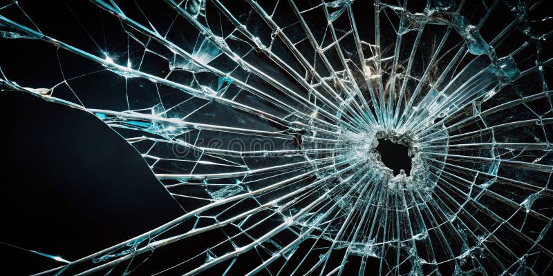 Dramatic Abstract Glass Fractures: a Striking Black Background Texture ...