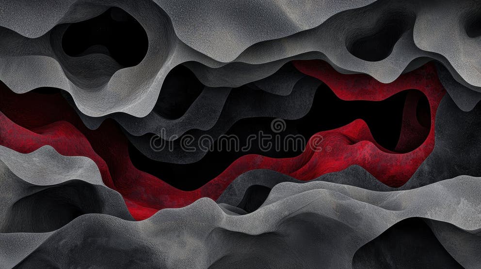 Dramatic Abstract Landscape with Dark Mountains and Red Valleys Stock ...