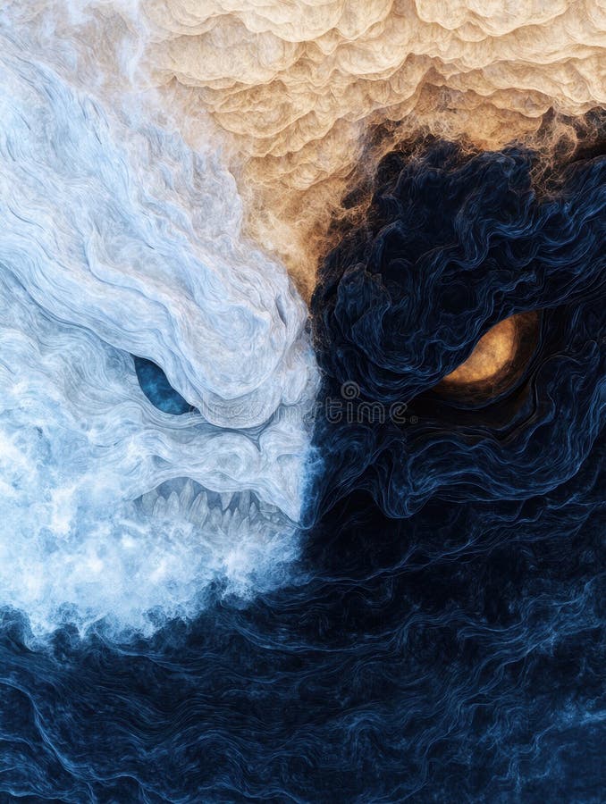 Dramatic Abstract Landscape with Swirling Clouds and Dark Crevices ...