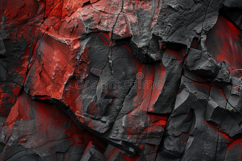 Dramatic Abstract Rock Texture with Fiery Red Tones Stock Illustration ...