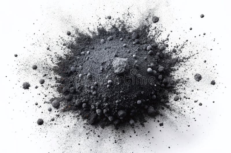 Dramatic Abstract Spray of Dark Gray Ash Particles and Exploding Black ...