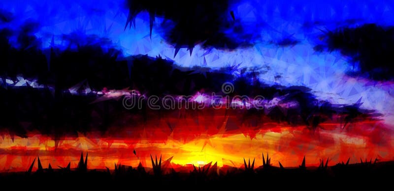 Dramatic Abstract Sunset Background Stock Illustration - Illustration ...