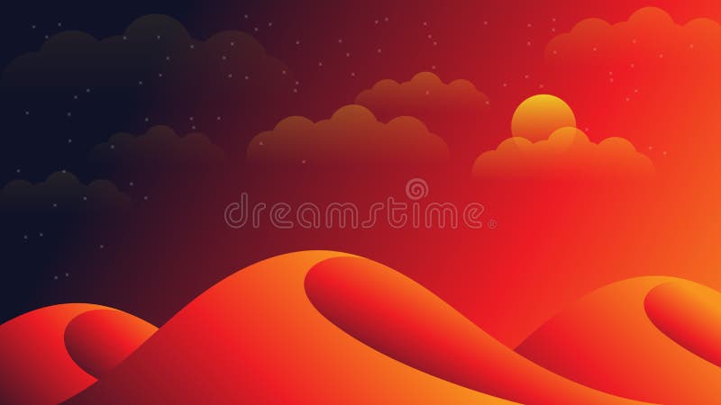 Dramatic Abstract Sunset Desert Scenery Background Stock Vector ...