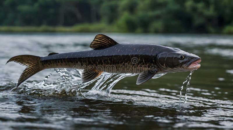 Eel-tailed Catfish Darting Swiftly through River Water, Its Long Tail ...