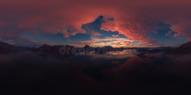 Dramatic Aerial Panorama of Clouds and Mountain Landscape. Nature ...