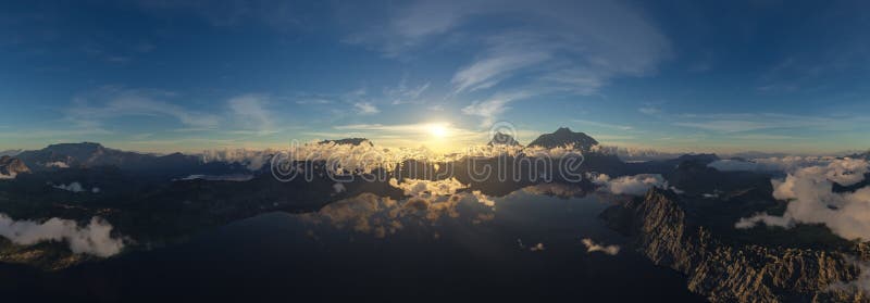 Dramatic Aerial Panorama of Clouds and Mountain Landscape. Nature ...