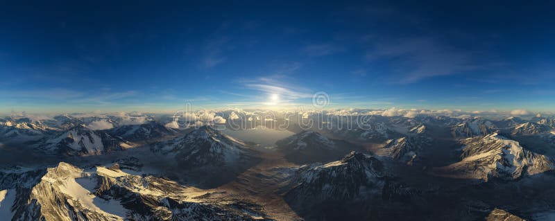 Dramatic Aerial Panorama of Clouds and Mountain Landscape. Nature ...