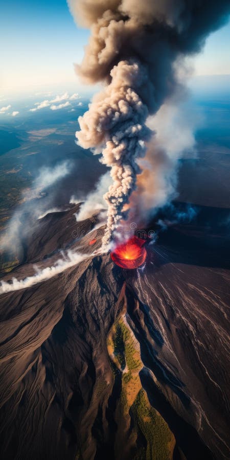 Dramatic Aerial Photography: Capturing Lava Spewing Volcano in High ...